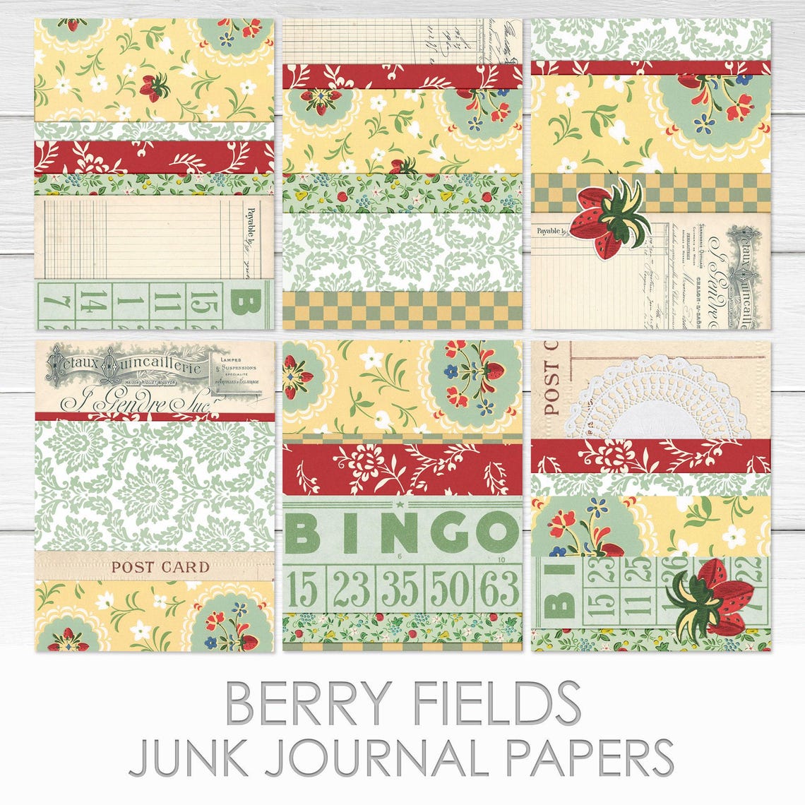 Berry Fields Printable Digital Background and Journal Papers Junk ...