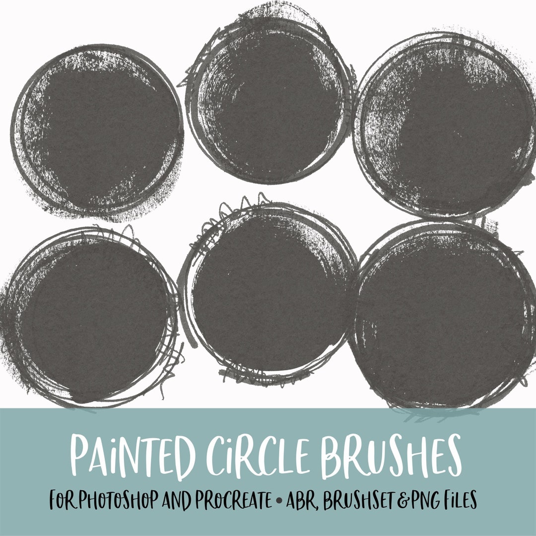 Painted Circle Brushes for Photoshop and Procreate With PNG Files for Commercial Use - Etsy