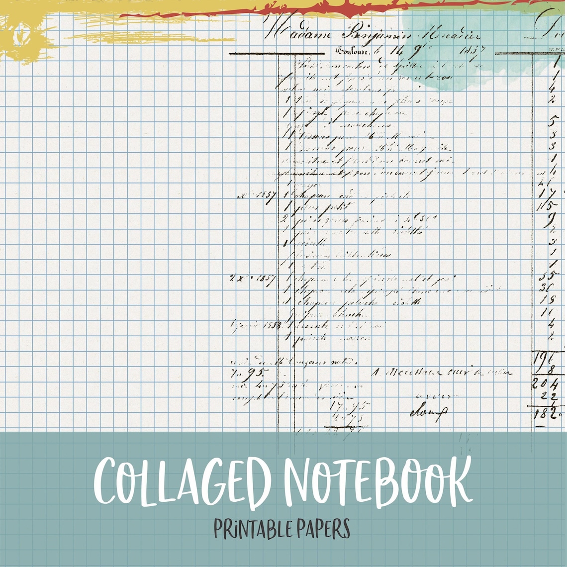 Collaged Notebook Printable Digital Background and Journal Papers Junk ...