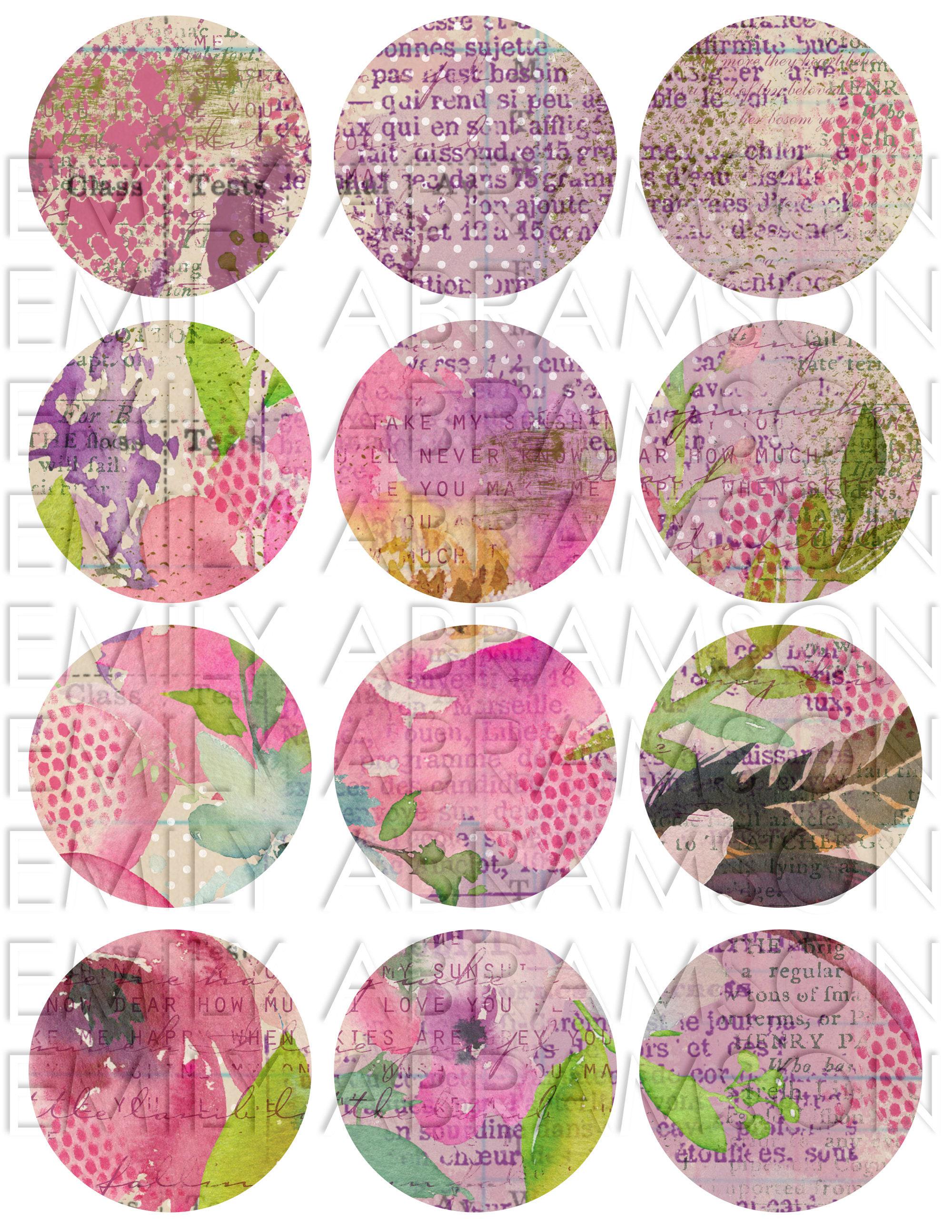 Painted Printable Circle Stickers Collage Sheet No. 3 for Junk ...