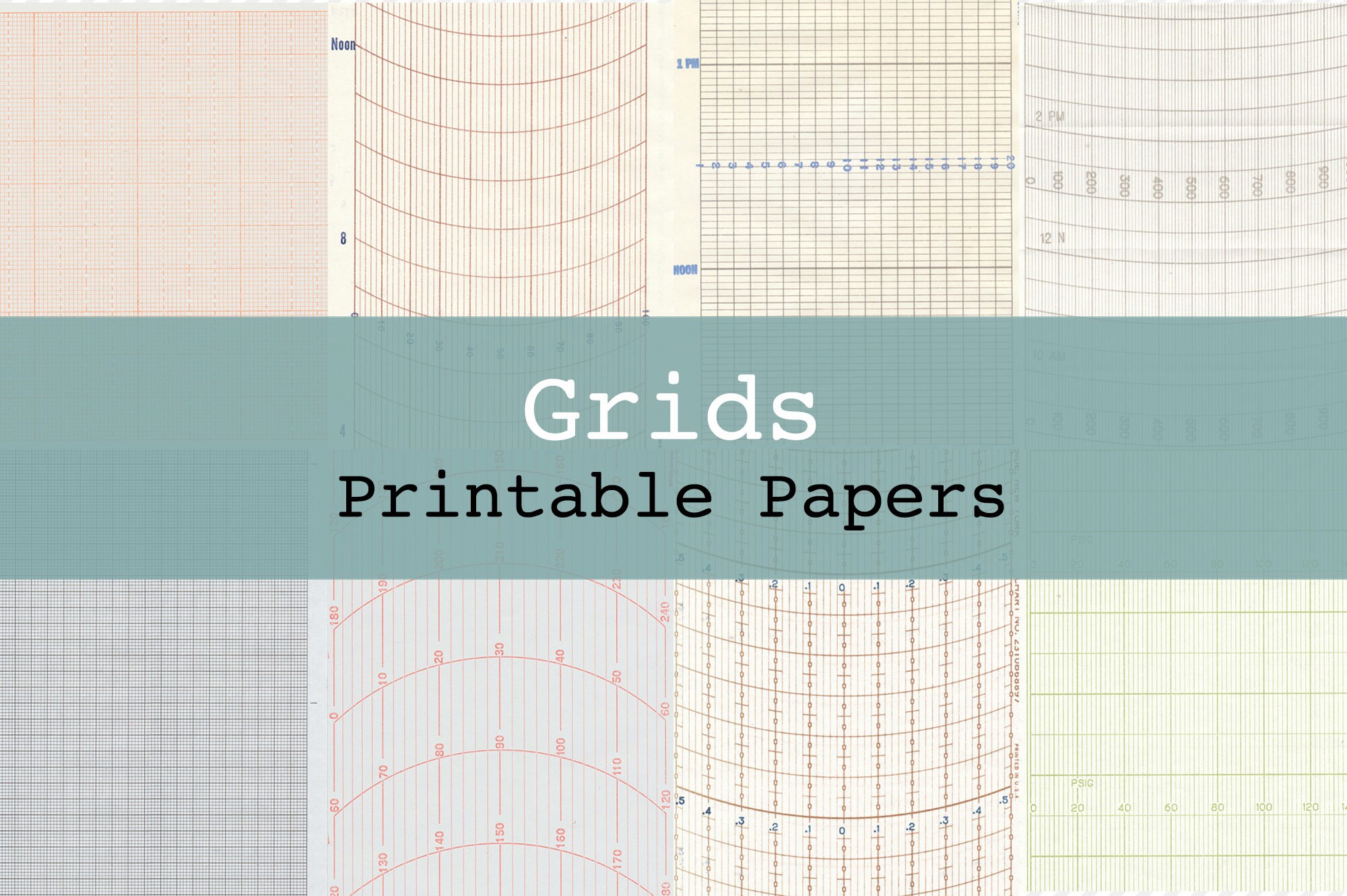 Grids Digital Junk Journal Printable Pages Paper Pack Junk Journal Kit ...