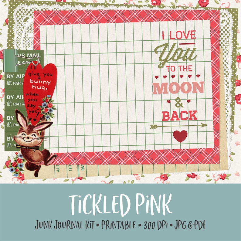 Tickled Pink Digital Printable Junk Journal Kit - Etsy