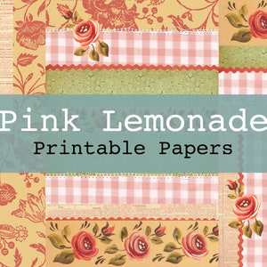 Pink Lemonade Printable Digital Background and Journal Papers | Etsy