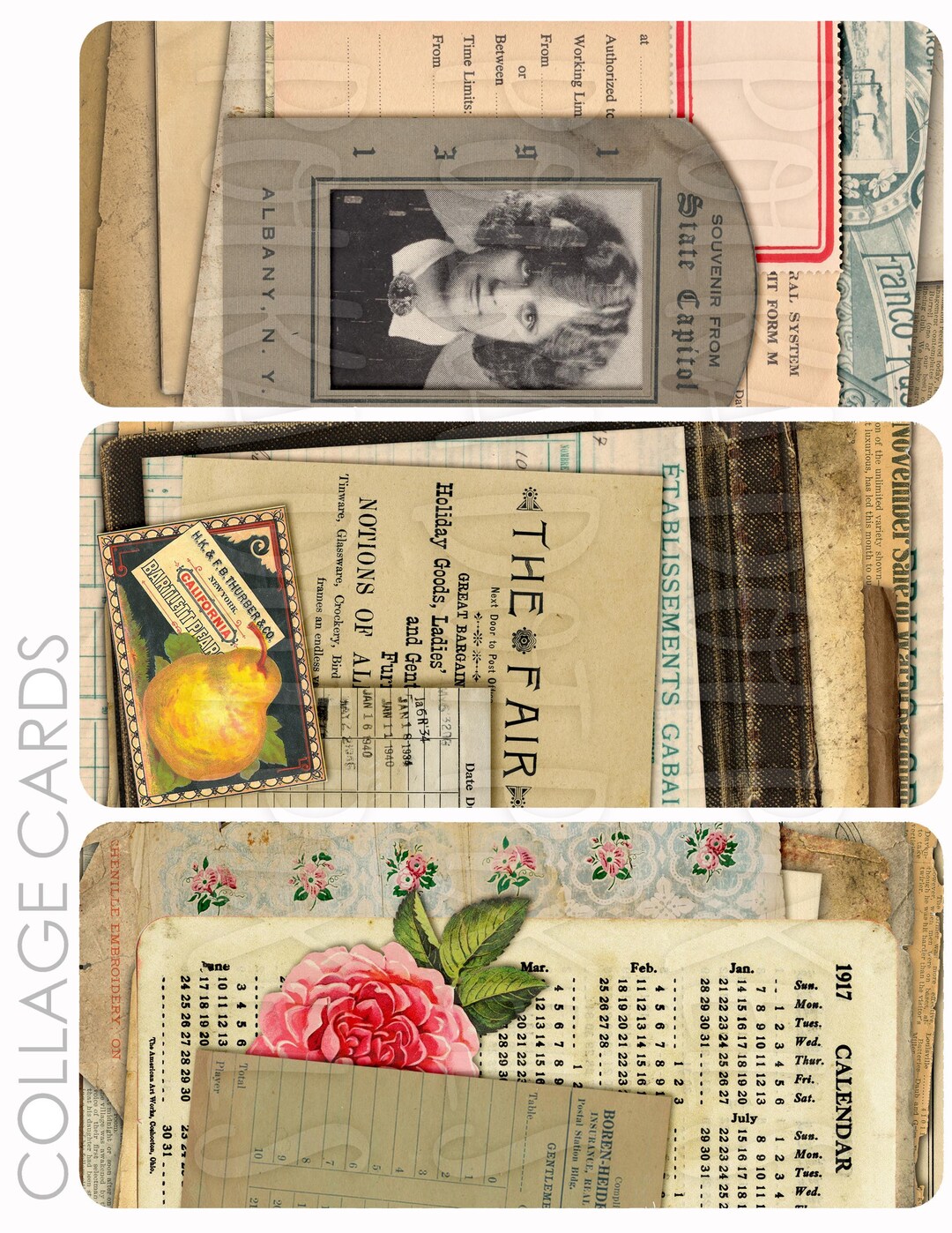 Paper Stacks Collage Cards Printable Ephemera 22 for Junk Journaling ...