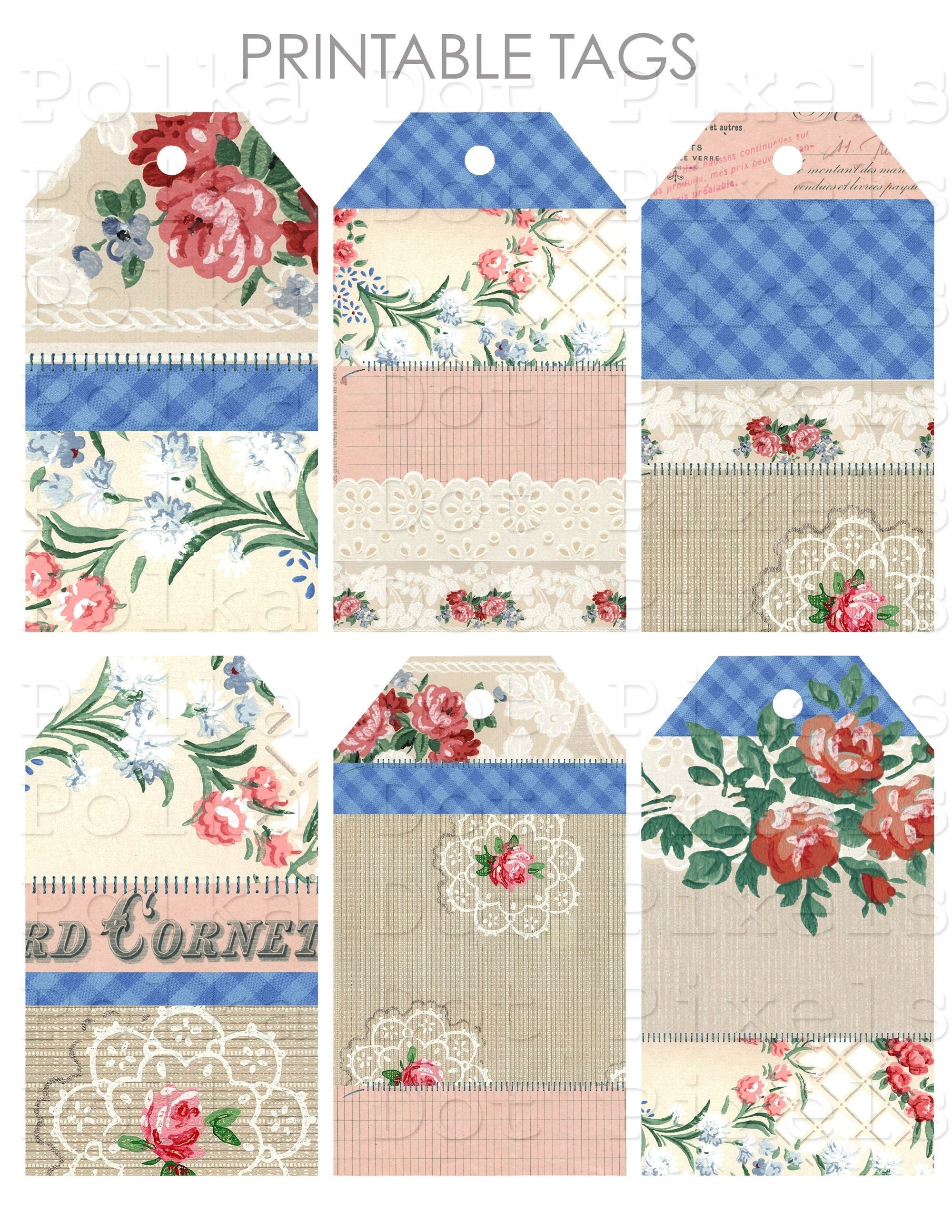 Samantha Journaling Tags Collage Sheet for Junk Journals - Etsy