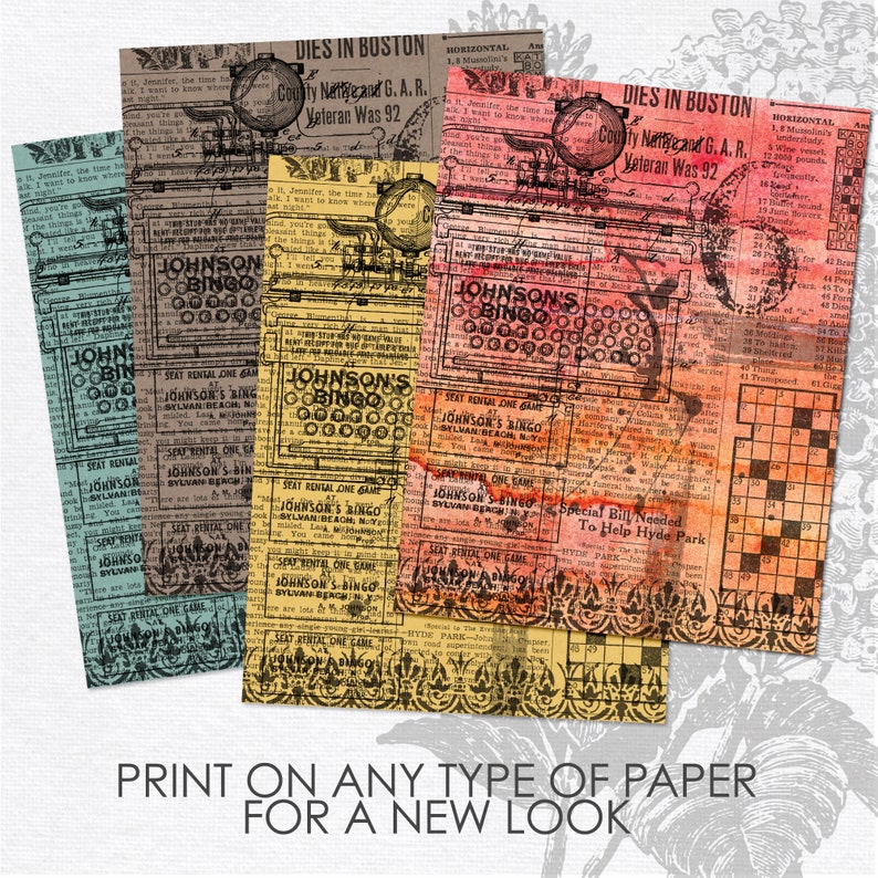 Collage Fodder 2 Printable Digital Background and Journal - Etsy