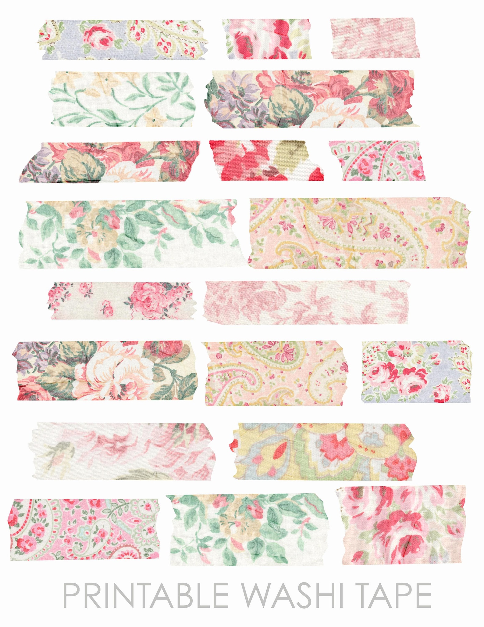 Old Linens 1 Digital Washi Tape for Printing, Art Journaling, Mixed ...