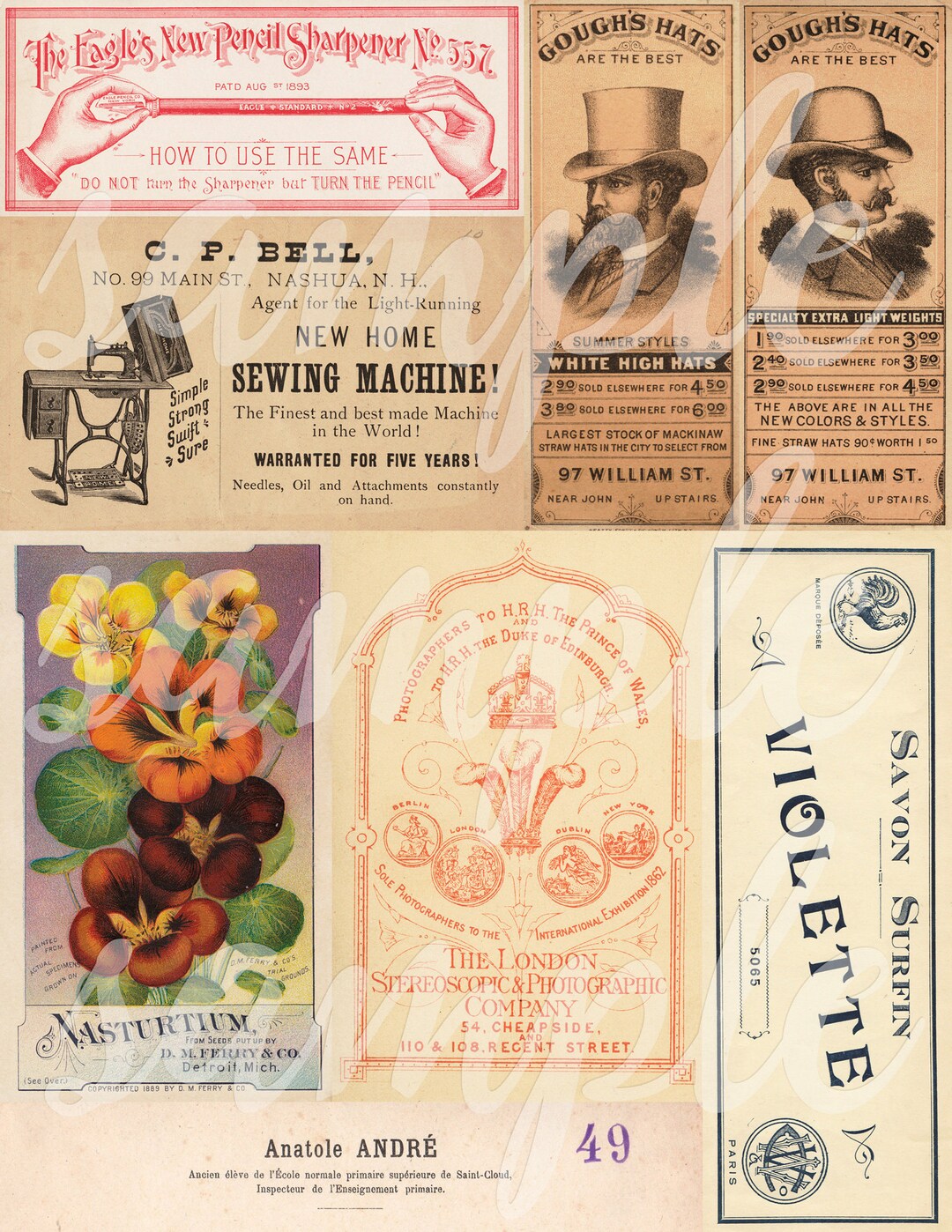 Vintage Ephemera Collage Sheet Printable No. 1 for Junk - Etsy