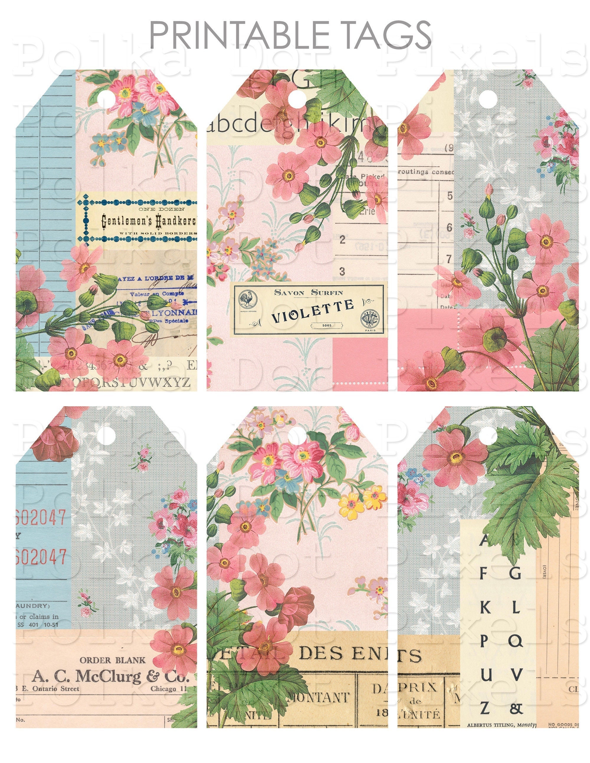 Eloise Journaling Tags Collage Sheet for Junk Journals - Etsy