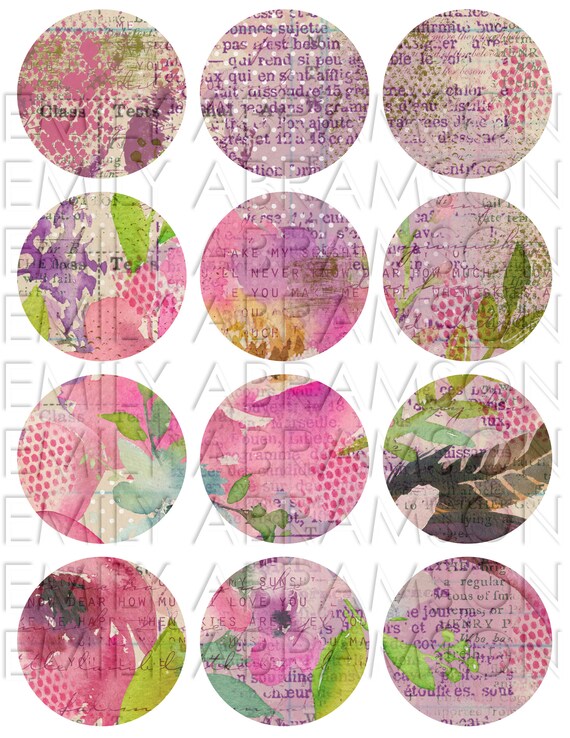 Painted Printable Circle Stickers Collage Sheet No. 3 | Etsy