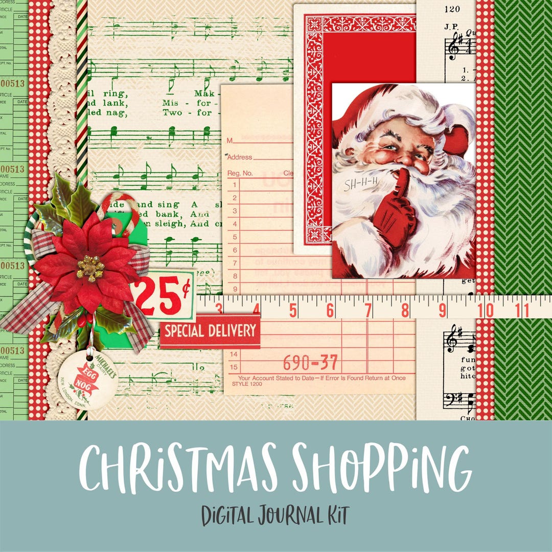 Christmas Shopping Digital Printable Junk Journal Kit - Etsy