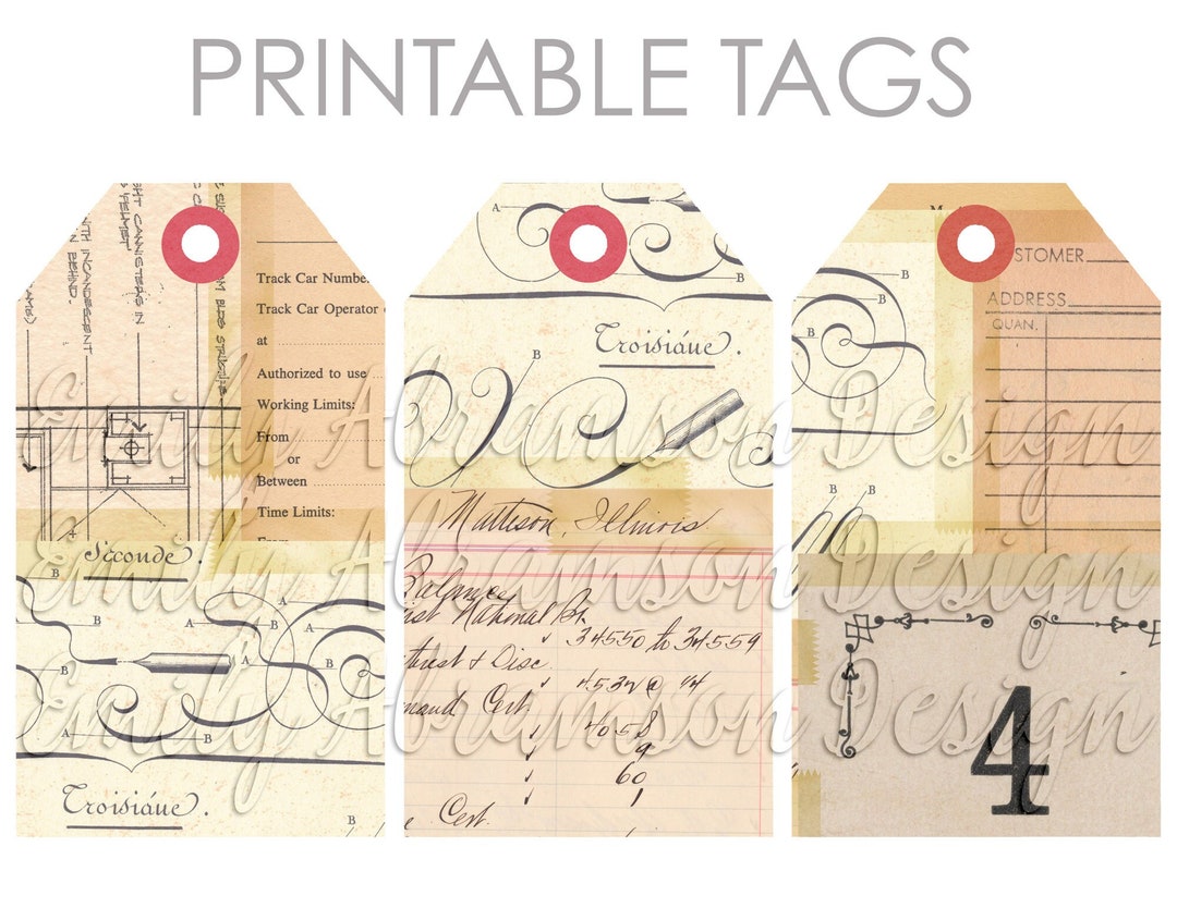 Taped Paper Big Journaling Tags Collage Sheet No. 1 for Junk Journals ...