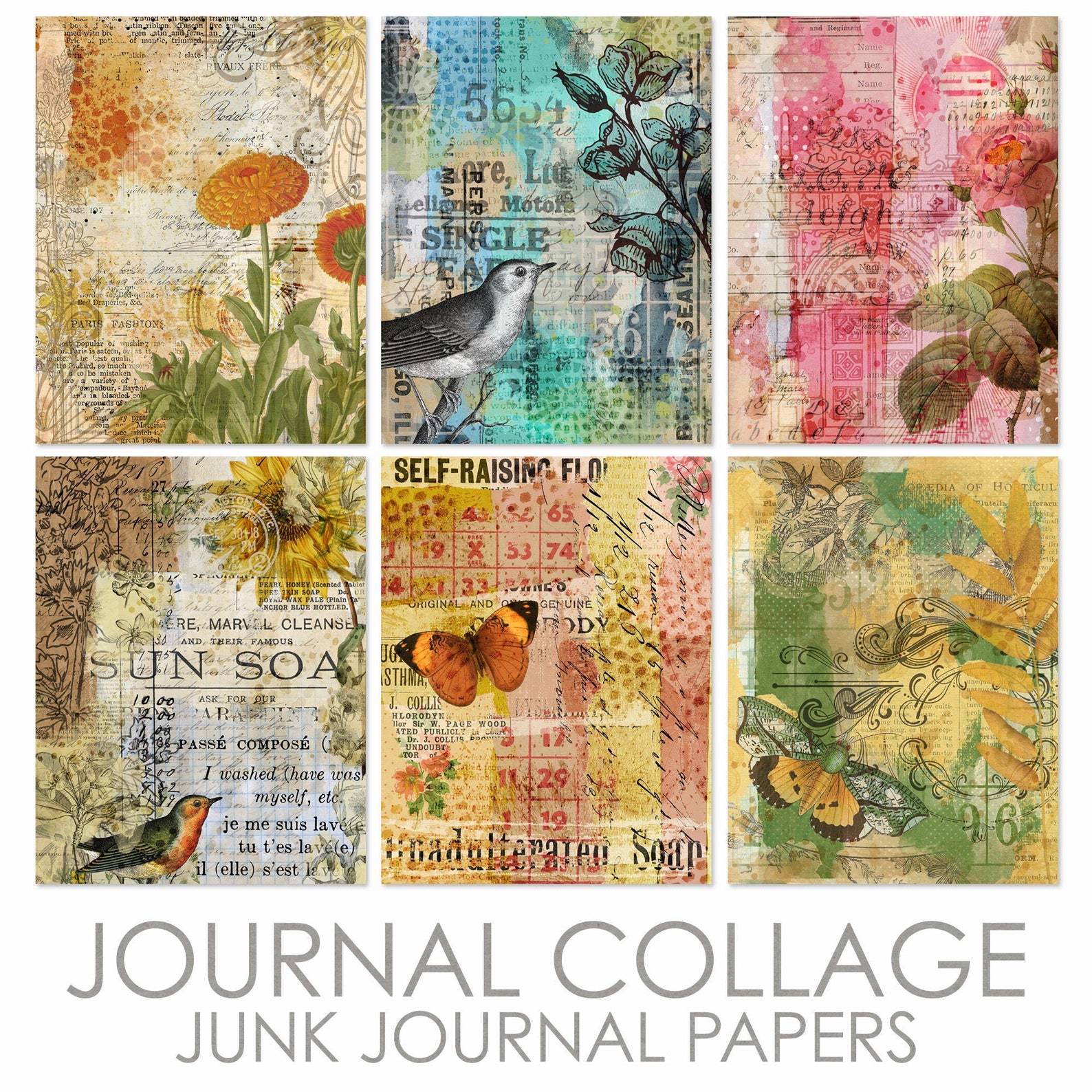 Journal Collage Printable Digital Background and Journal - Etsy