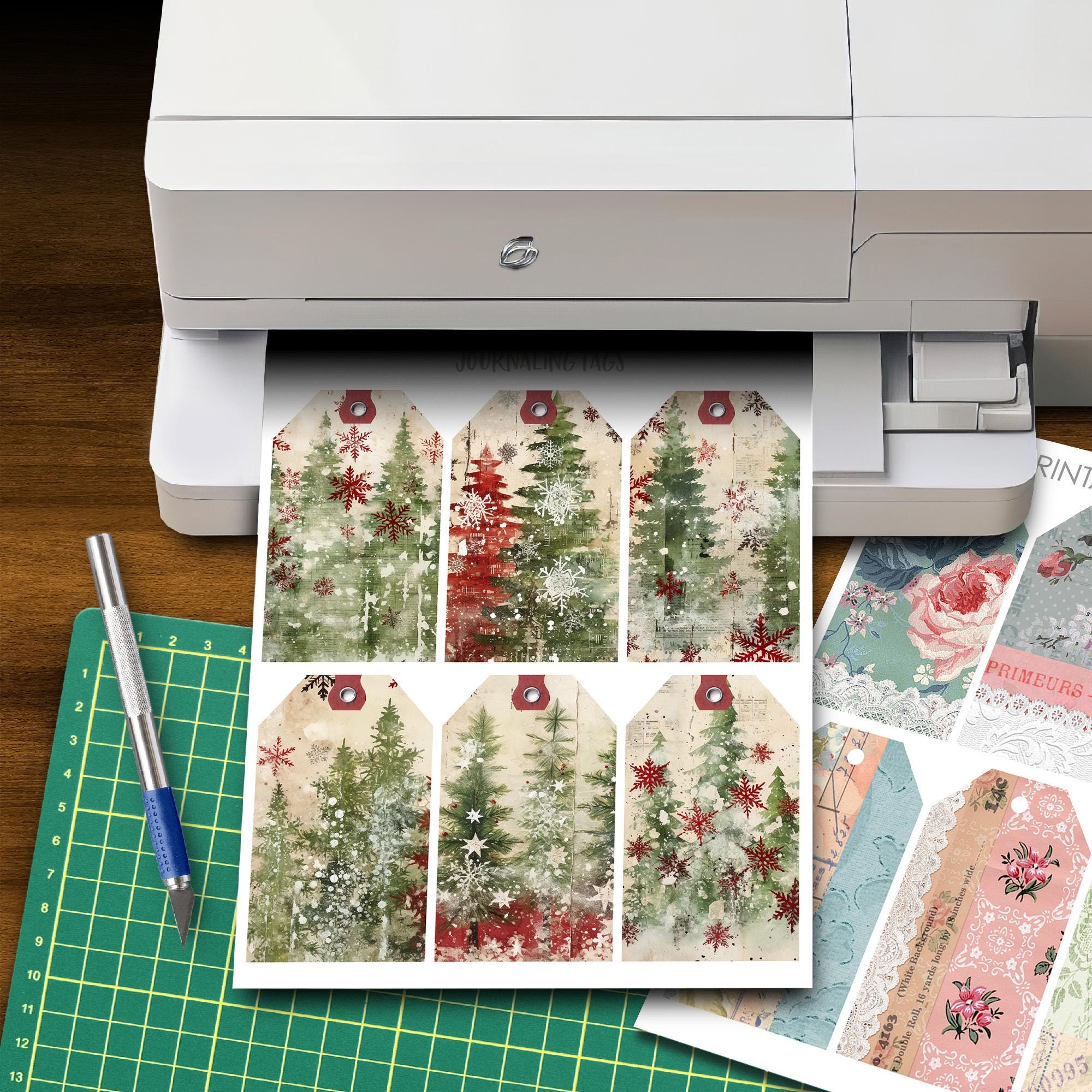 Christmas Forest Tags Journaling Tags Collage Sheet for Junk Journals ...
