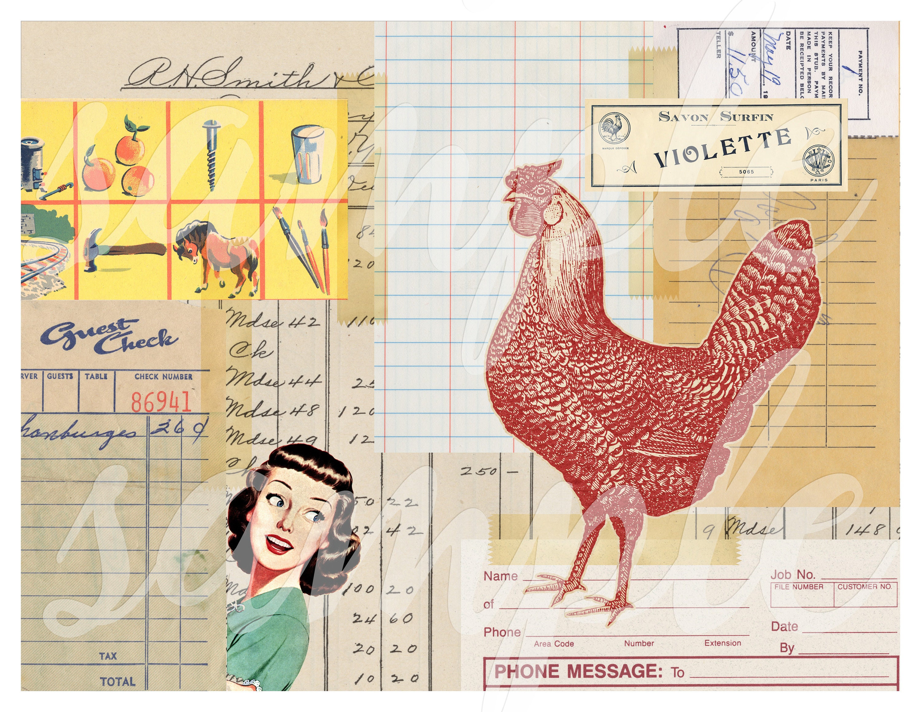 Digital Ephemera Collage Sheet Printable No. 3 for Junk Journals and ...