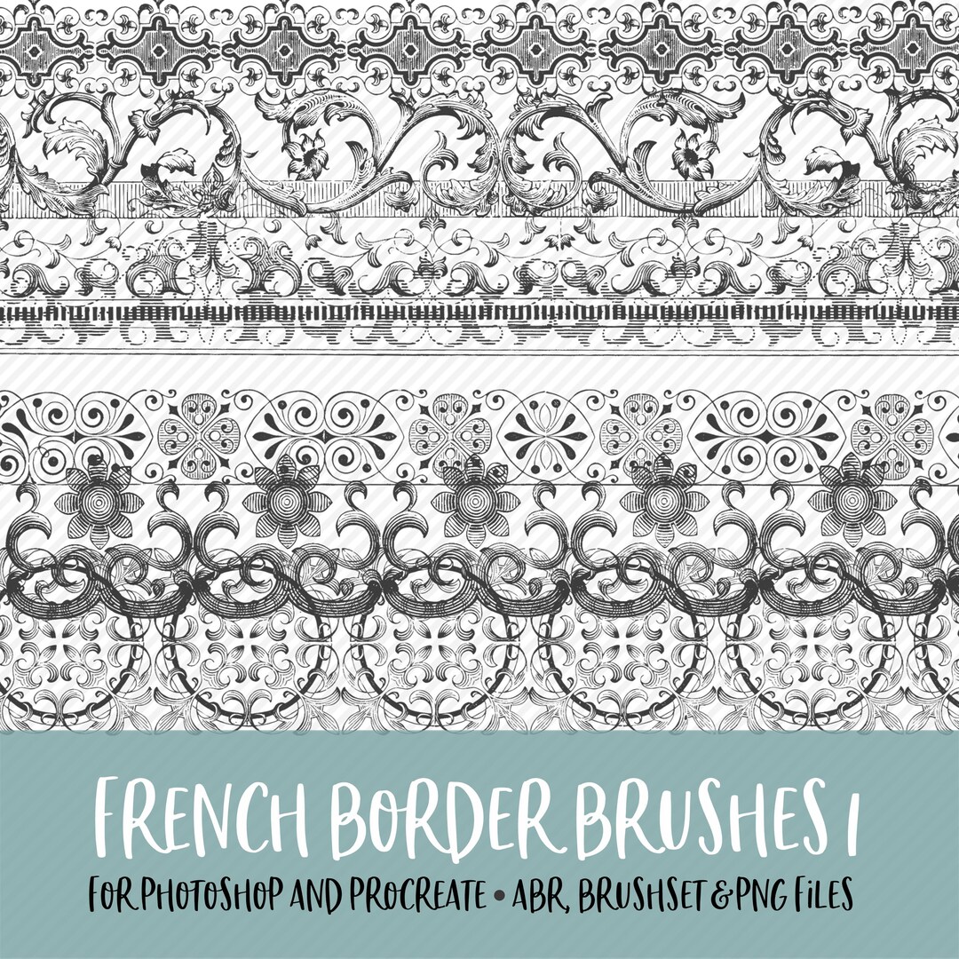 French Borders 1 Photoshop and Procreate Brushes With PNG Files for ...