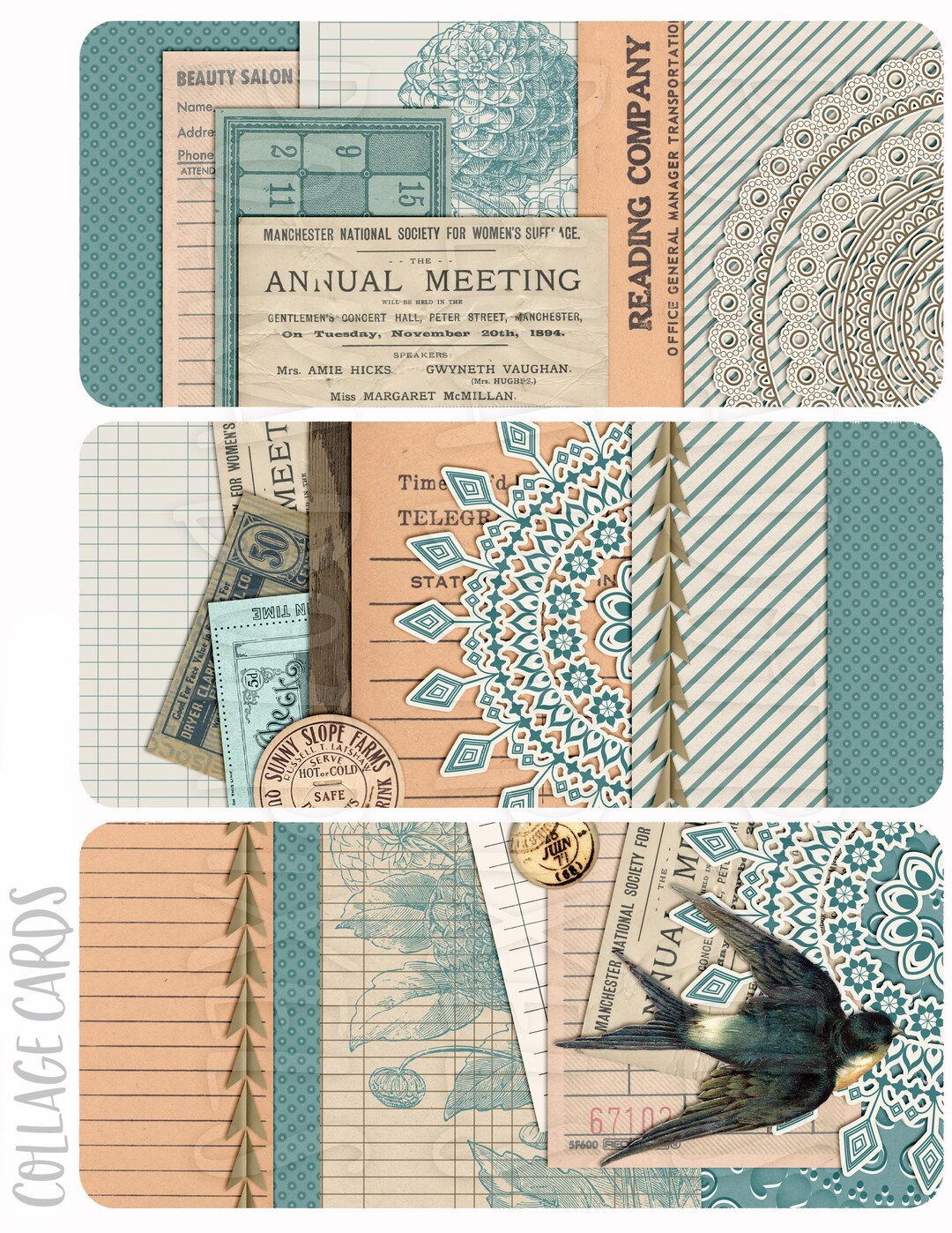 Henna Collage Cards Printable for Junk Journaling and Scrapbooking - Etsy