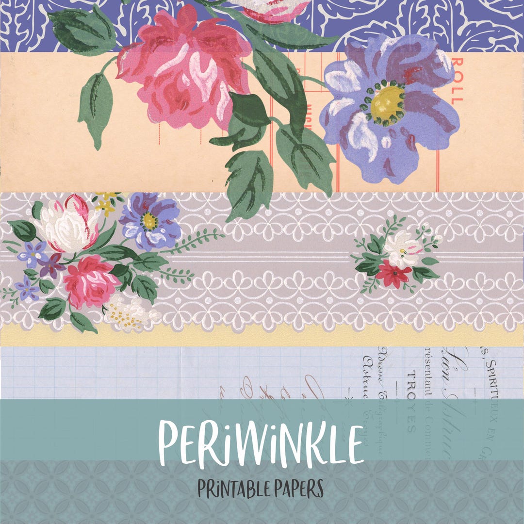 Periwinkle Wallpaper Collage Printable Digital Background and Journal ...