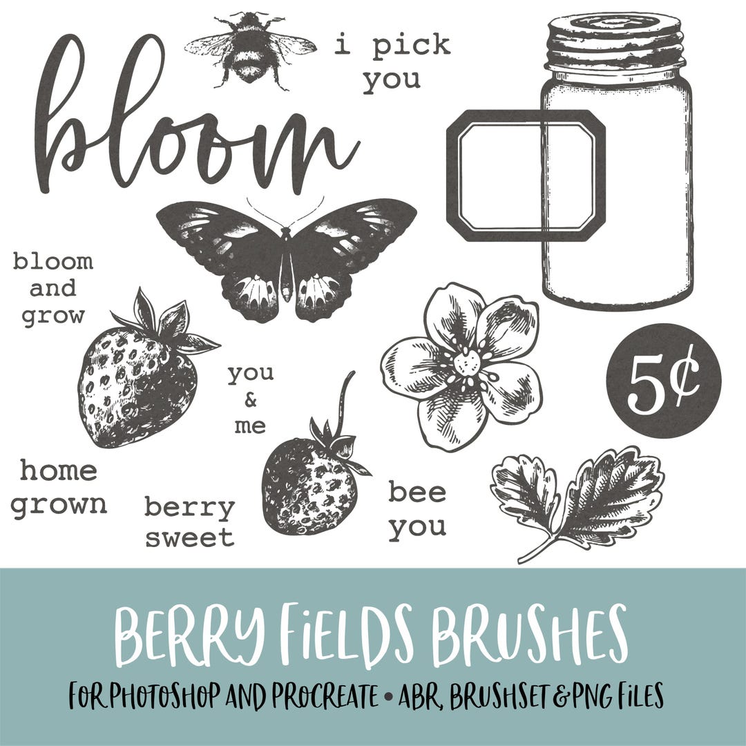 Berry Fields Brushes for Photoshop and Procreate With PNG Files for ...