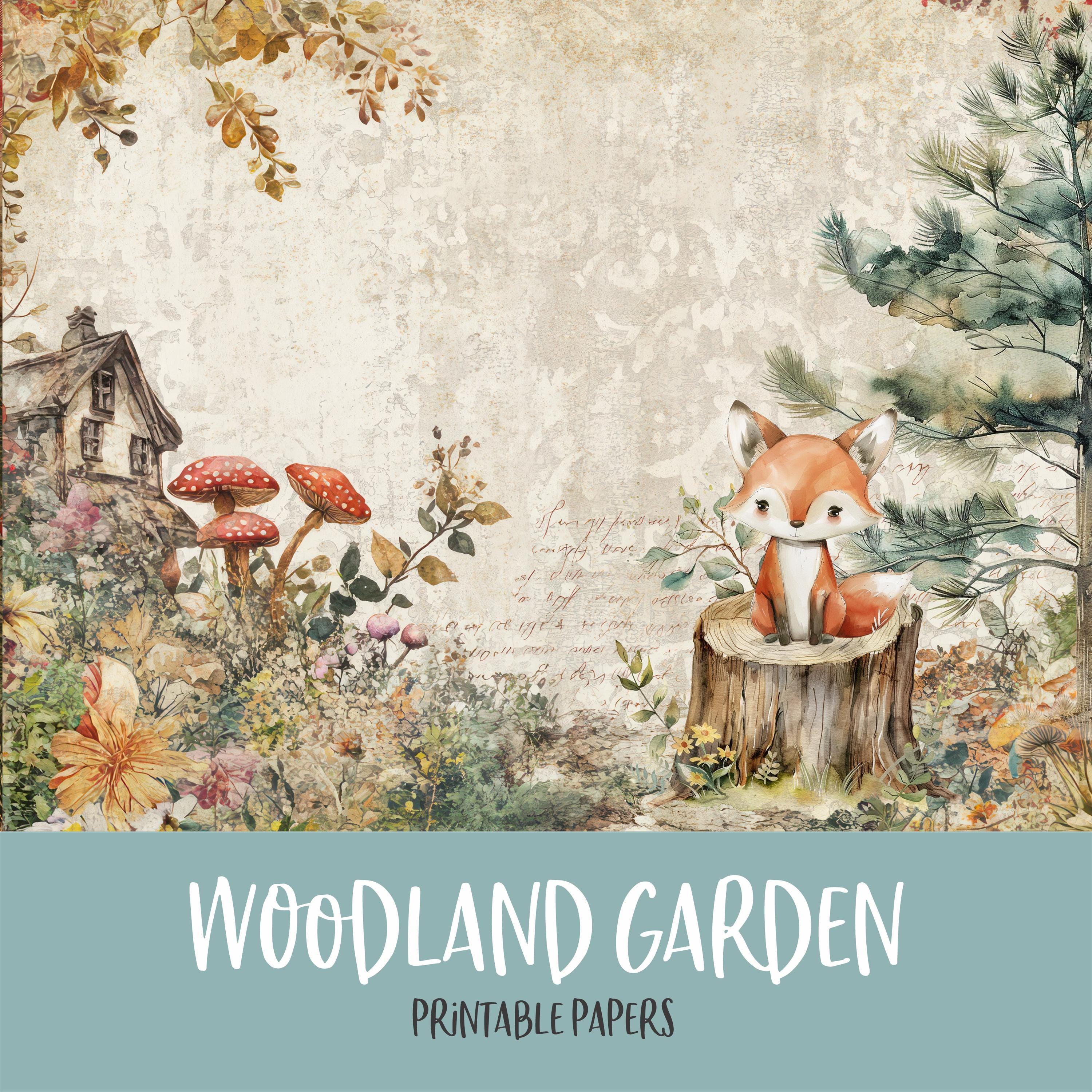 Woodland Garden Printable Digital Background and Journal Papers Junk ...