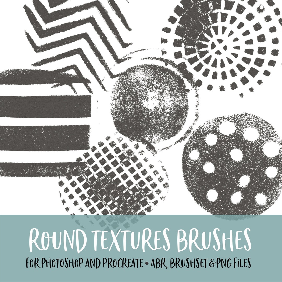 Round Textures Photoshop and Procreate Brushes With PNG Files for ...