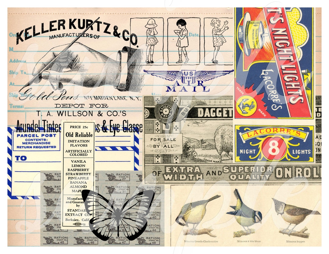 Digital Ephemera Collage Sheet Printable No. 5 for Junk Journals and ...