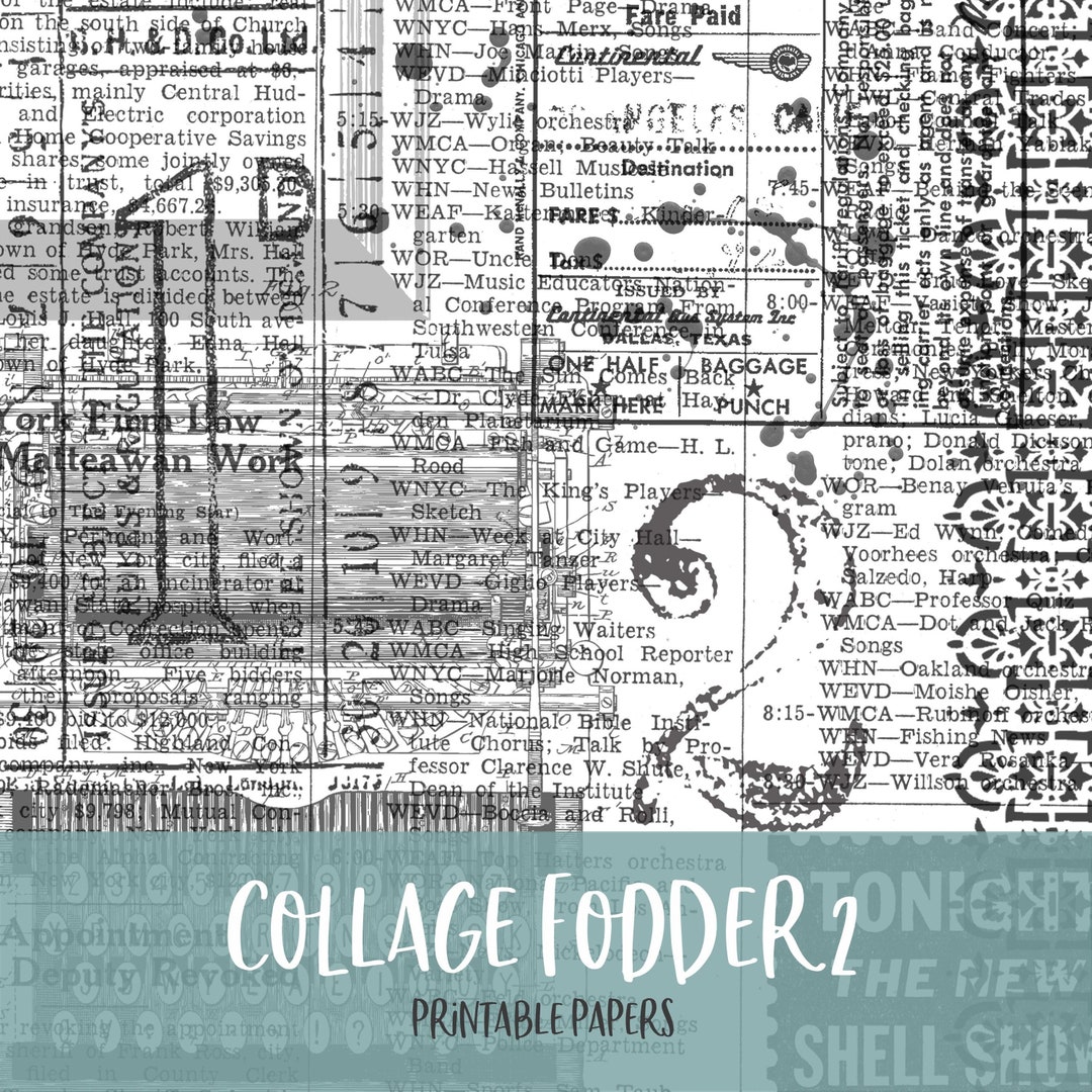 Collage Fodder 2 Printable Digital Background and Journal Papers Junk ...