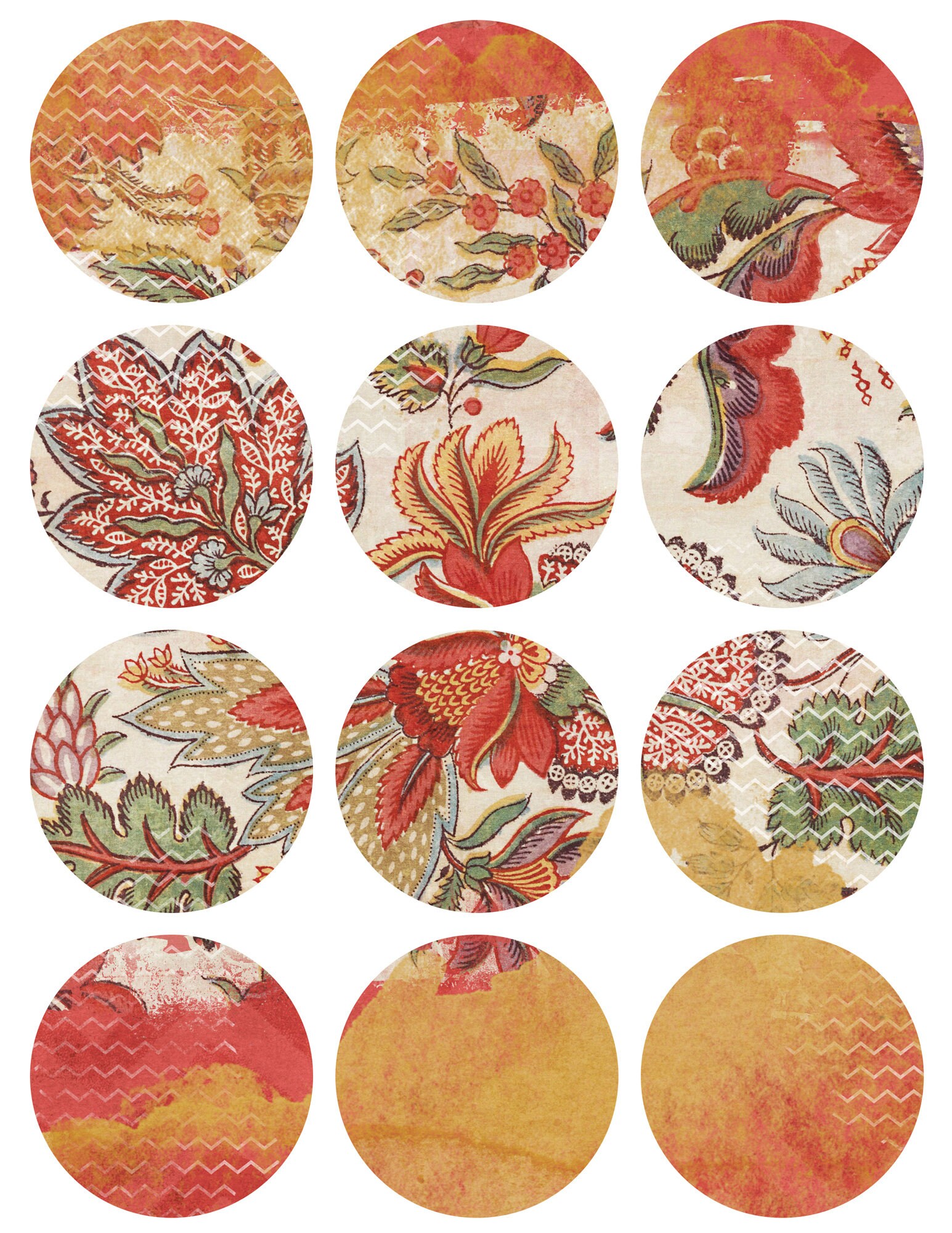 Printable Circle Stickers Collage Sheet No. 7 for Junk Journaling ...