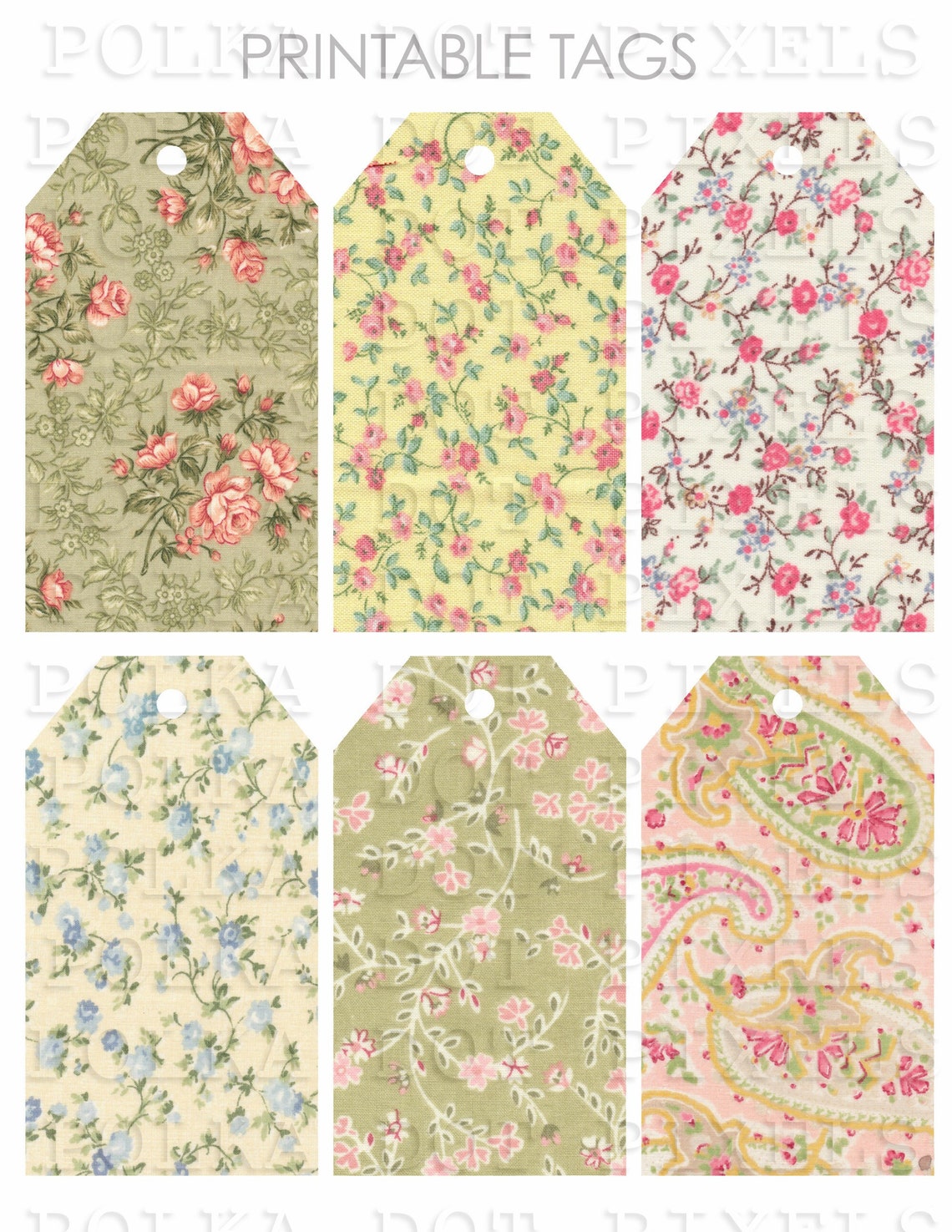 Vintage Linens Journaling Tags Collage Sheet No. 1 for Junk - Etsy