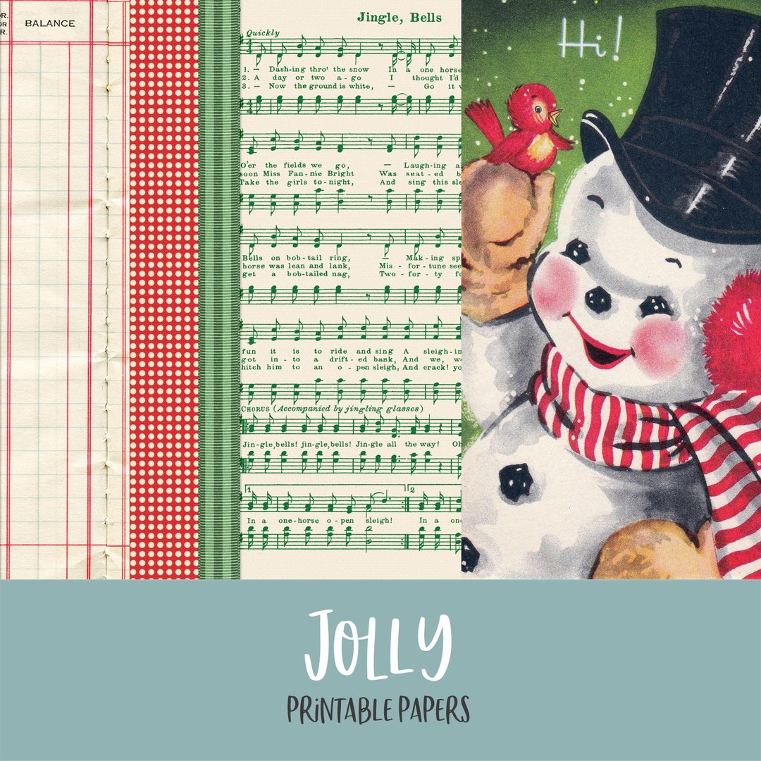 Jolly Printable Digital Background and Journal Papers Junk Journal Kit ...
