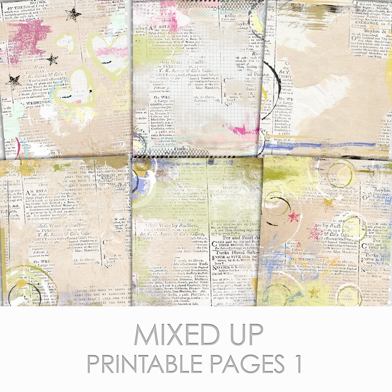 Mixed up Printable Digital Background and Journal Papers No. 1 - Etsy