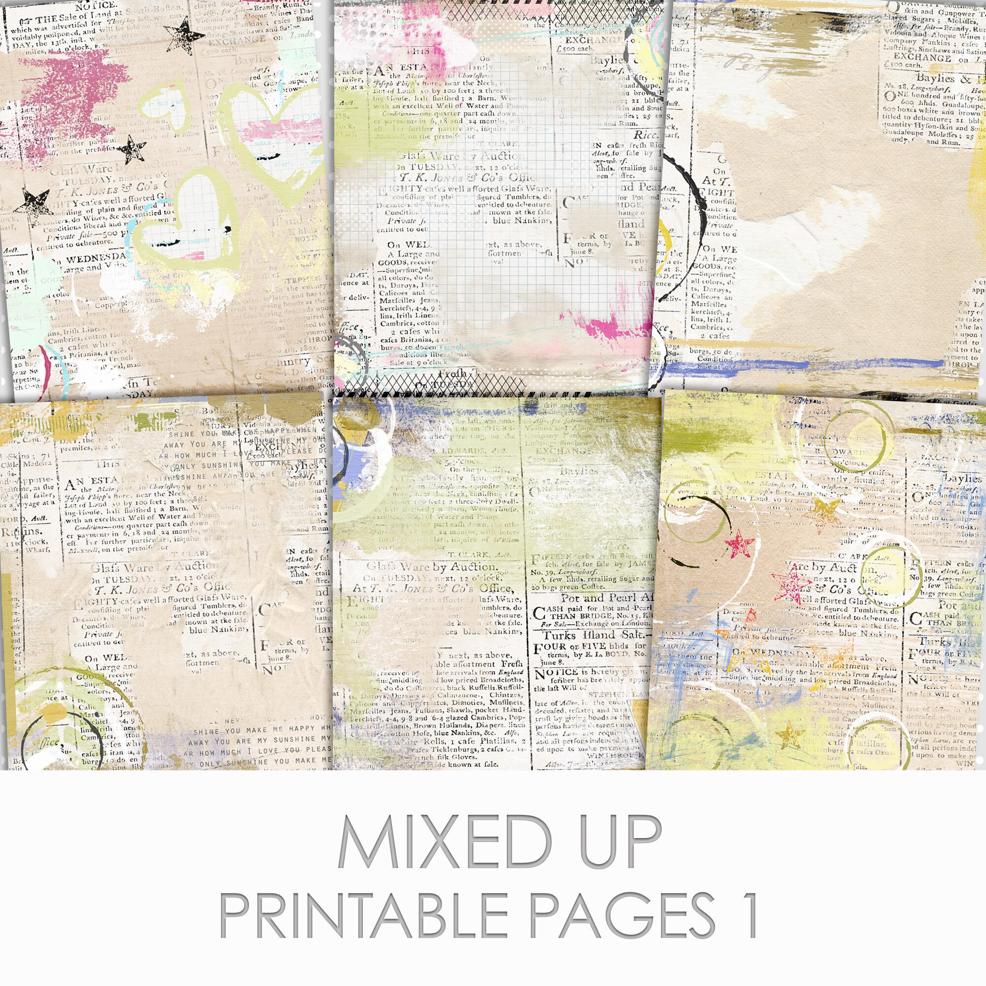 Mixed up Printable Digital Background and Journal Papers No. 1 - Etsy