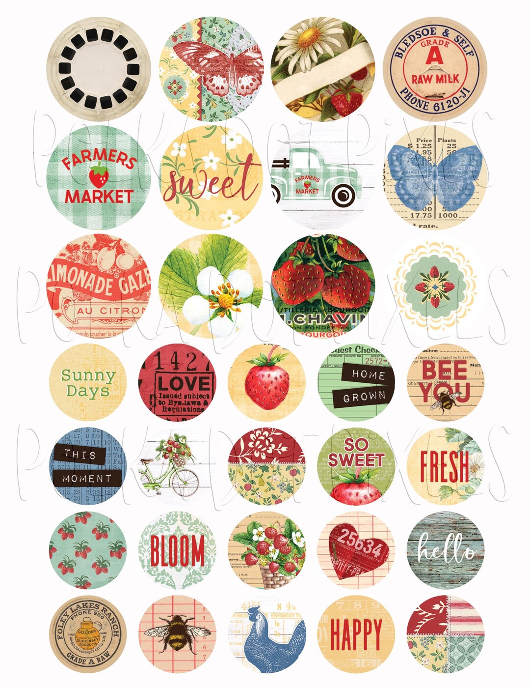 Berry Fields Printable Stickers Fussy Cuts Collage Sheet for Junk ...