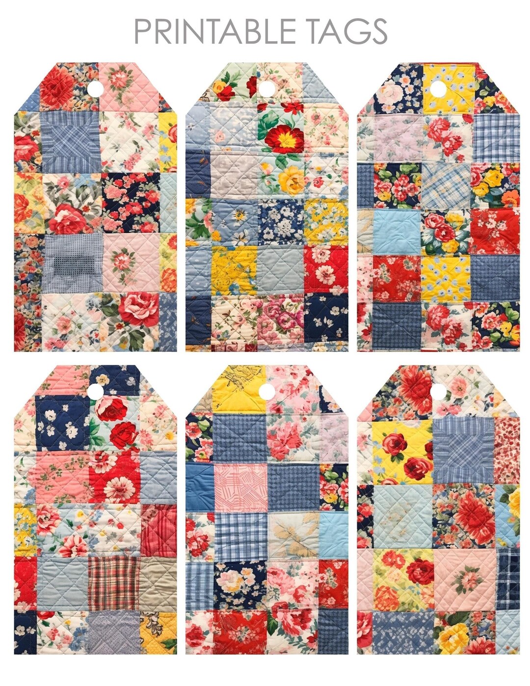 Ugly Quilts Journaling Tags 1 Collage Sheet for Junk Journals - Etsy