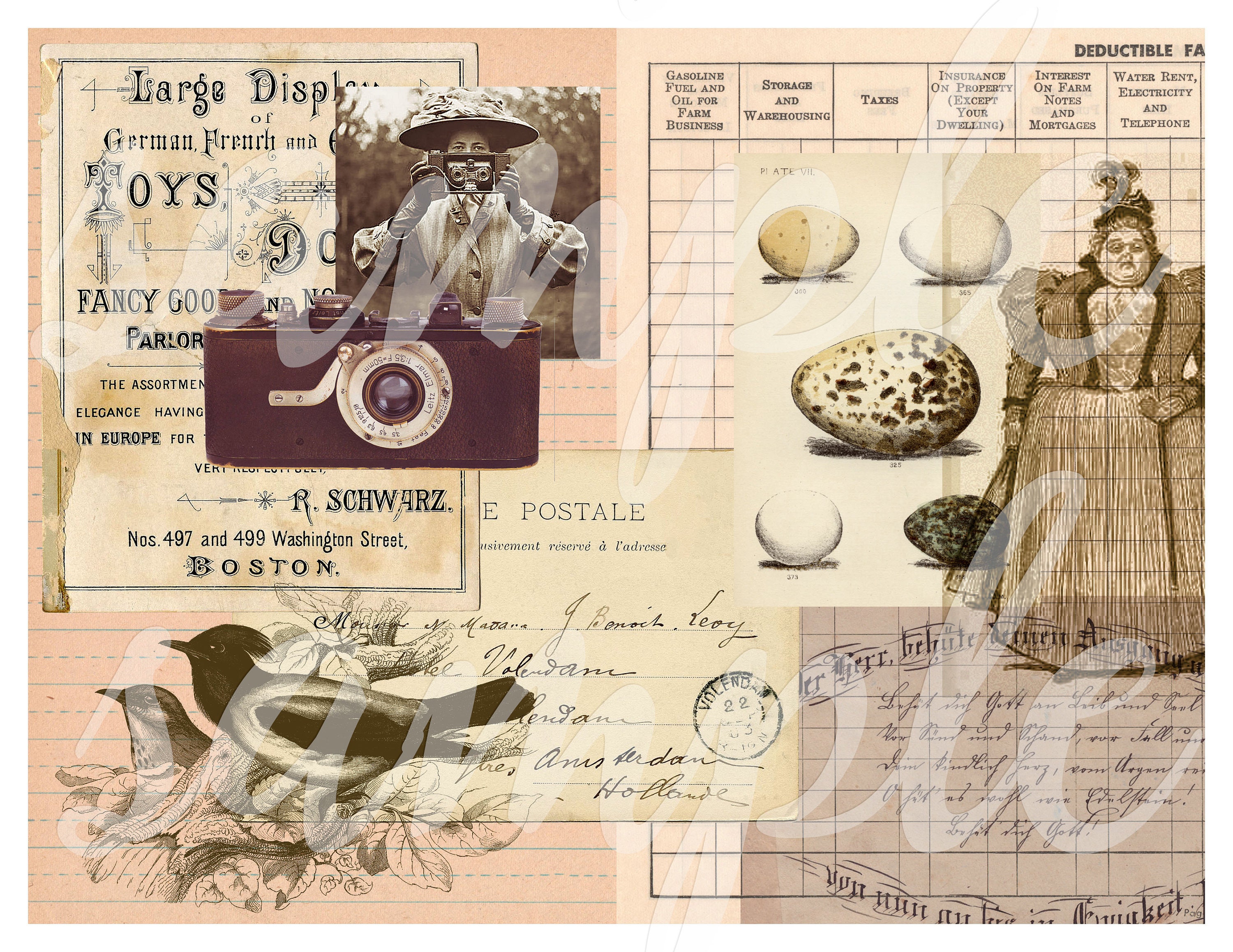Digital Ephemera Collage Sheet Printable No. 7 for Junk Journals and ...