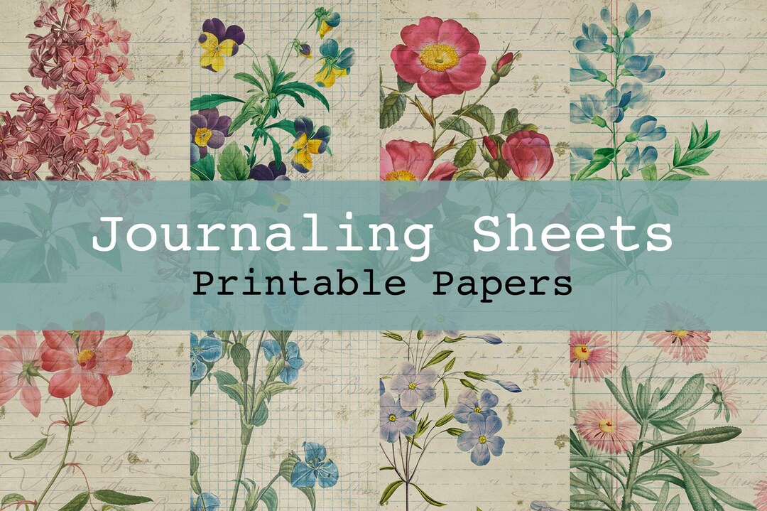 Floral Journaling Sheets Printable Digital Background and - Etsy