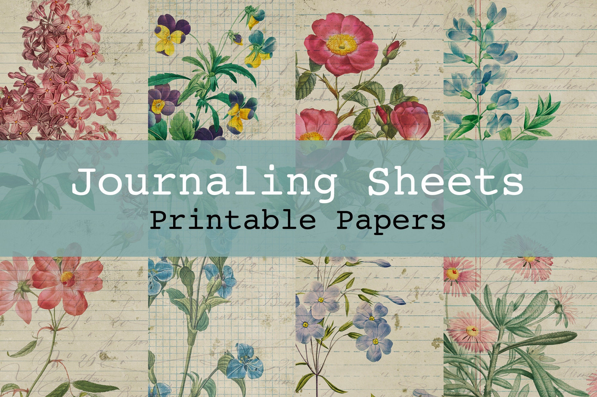 Floral Journaling Sheets Printable Digital Background and - Etsy