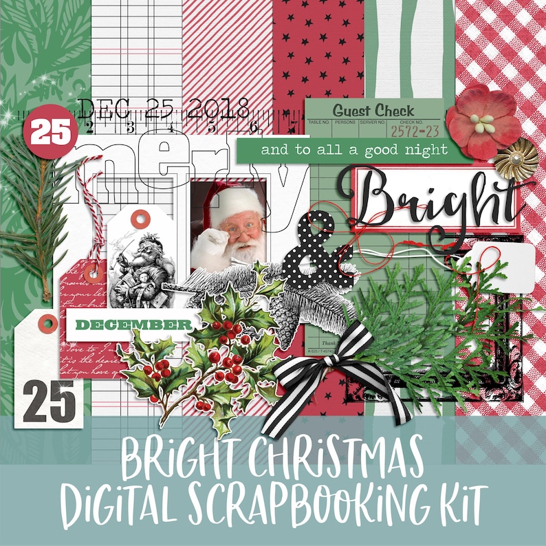 Bright Christmas - Digital Scrapbooking Kit - Etsy