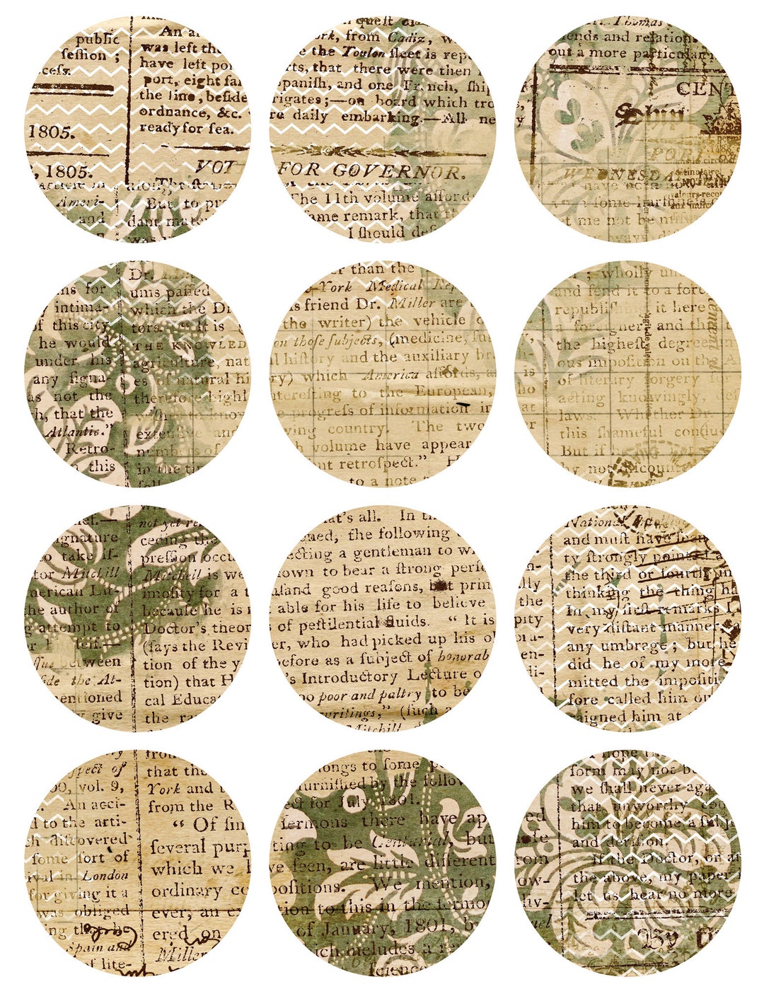 Printable Circle Stickers Collage Sheet No. 6 for Junk Journaling ...