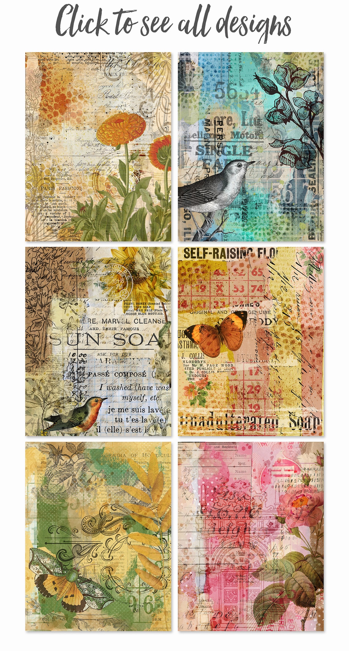 Journal Collage Printable Digital Background and Journal - Etsy