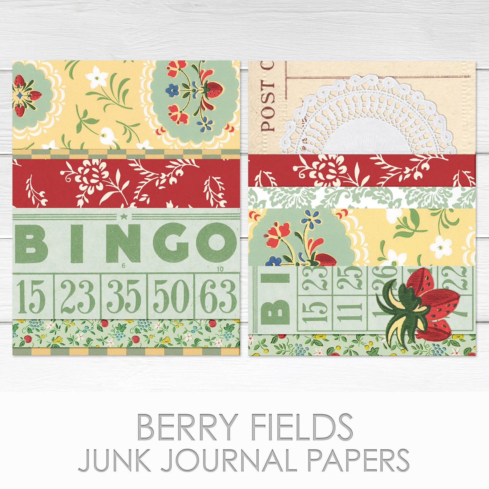 Berry Fields Printable Digital Background and Journal Papers Junk ...