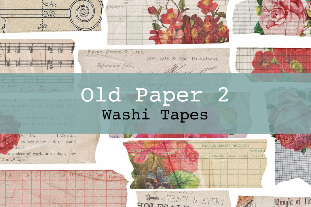 Old Paper 2 Digital Washi Tape for Printing, Art Journaling, Mixed ...