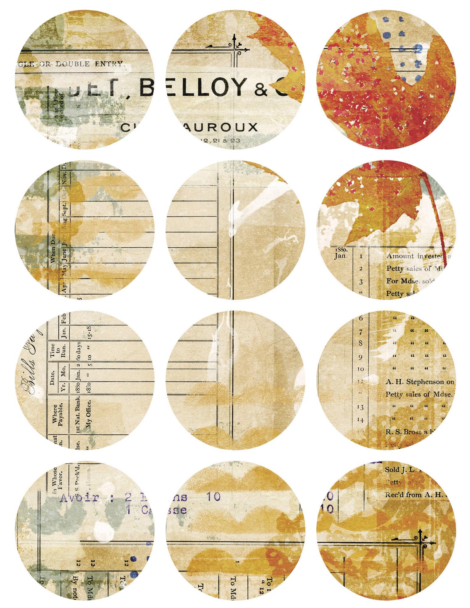 Printable Circle Stickers Collage Sheet No. 8 for Junk Journaling ...