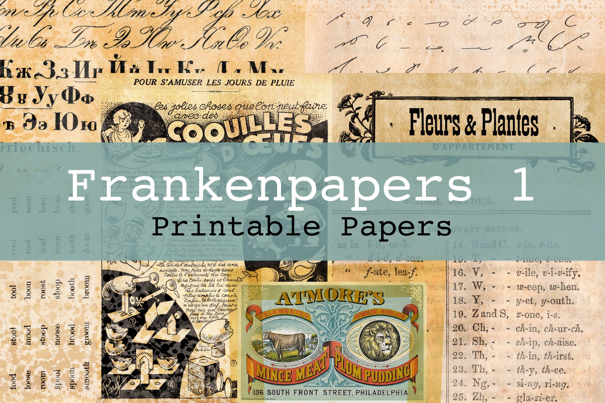Frankenpapers 1 Printable Digital Background and Journal Papers Junk ...