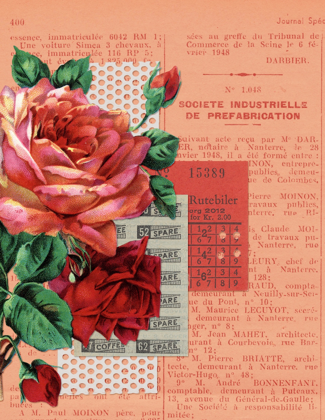 Digital Collage Sheet Printable No. 207 for Junk Journals and Digital ...