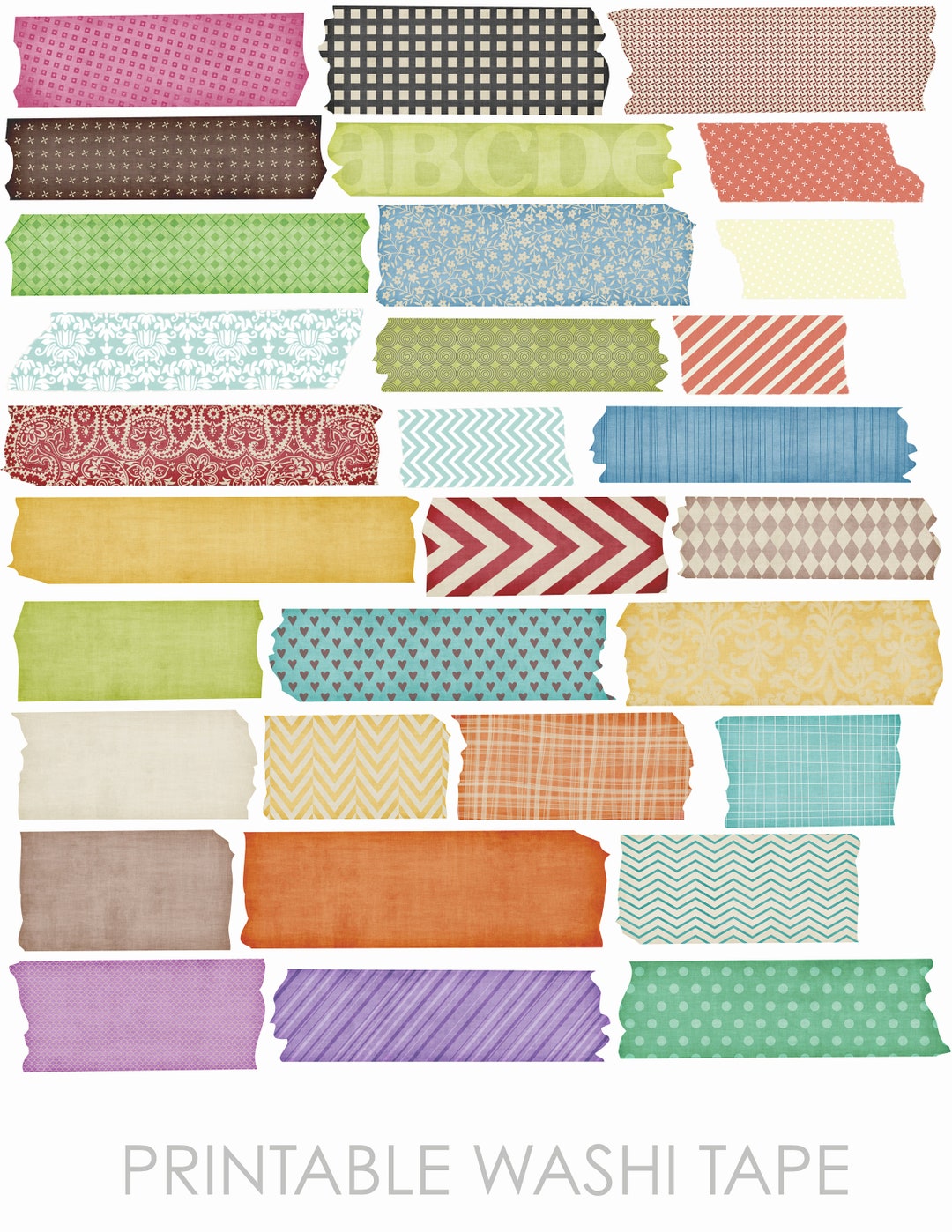 Wishi Washi 1 Digital Washi Tape for Printing, Art Journaling, Mixed ...