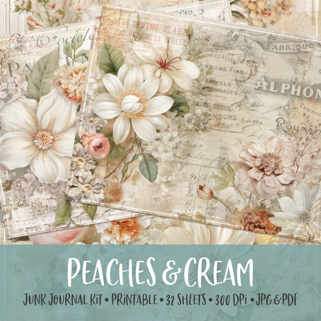 Peaches and Cream Digital Printable Junk Journal Kit - Etsy