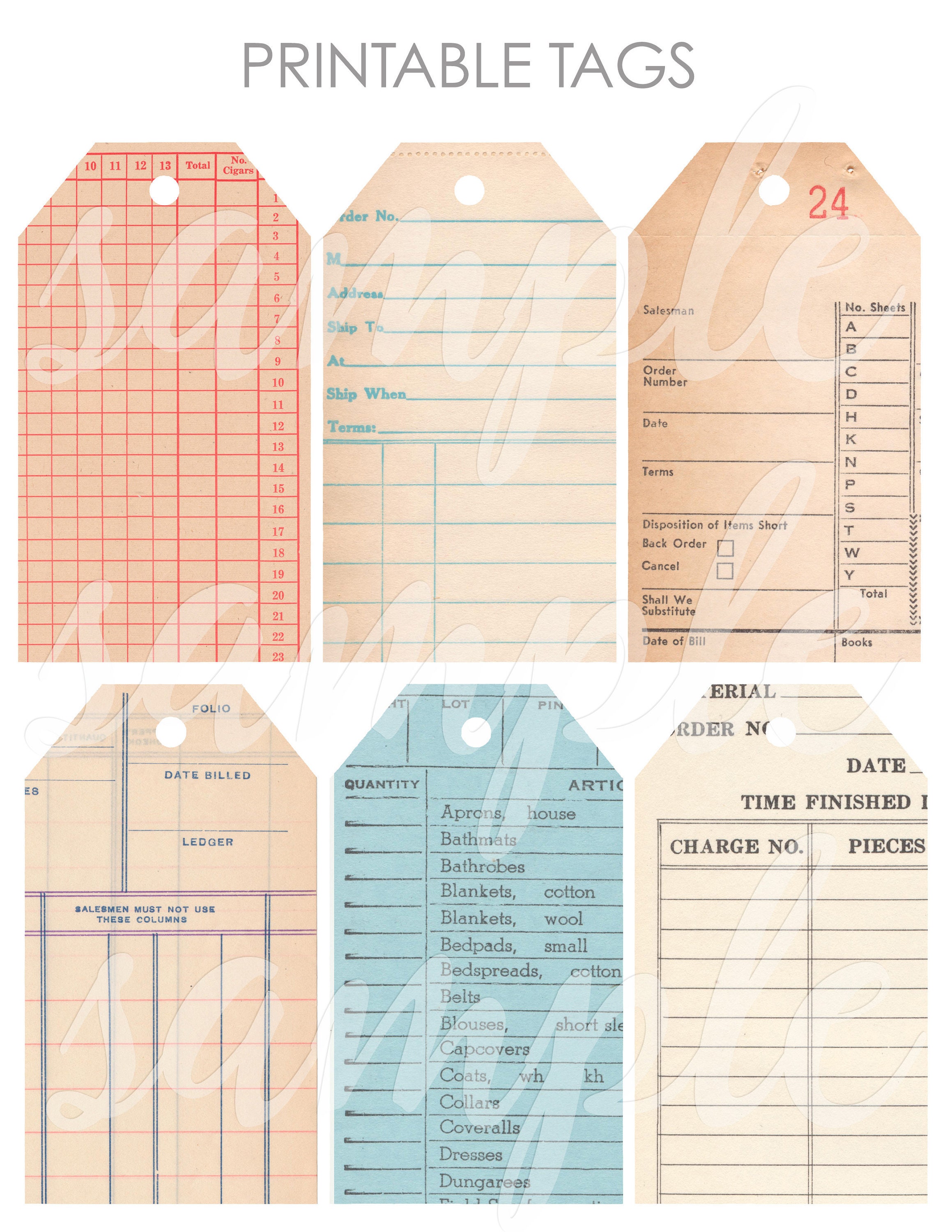 Ephemera Mixed Media Journaling Tags Collage Sheet No. 3 for Junk ...