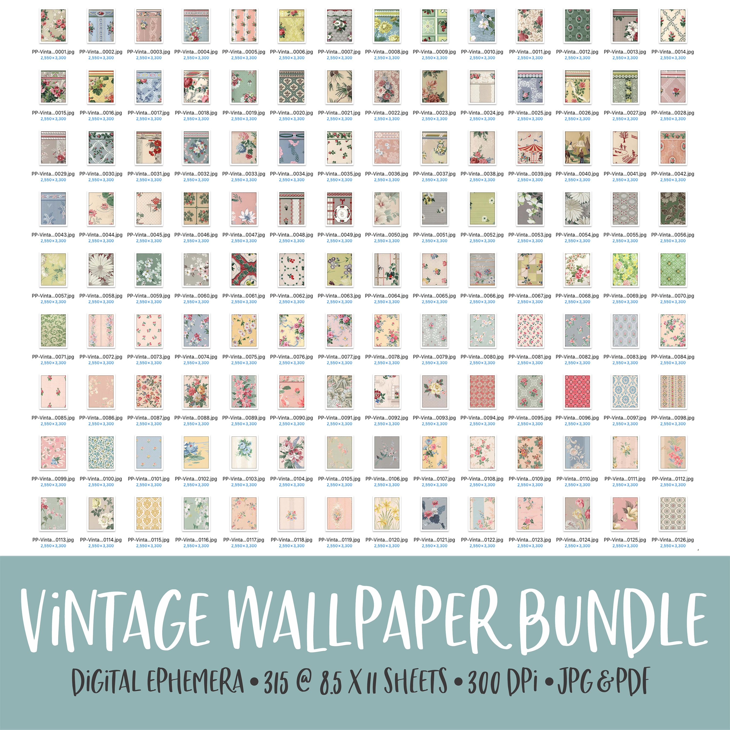 Printable Vintage Wallpaper Bundle for Commercial Use and Junk Journals ...