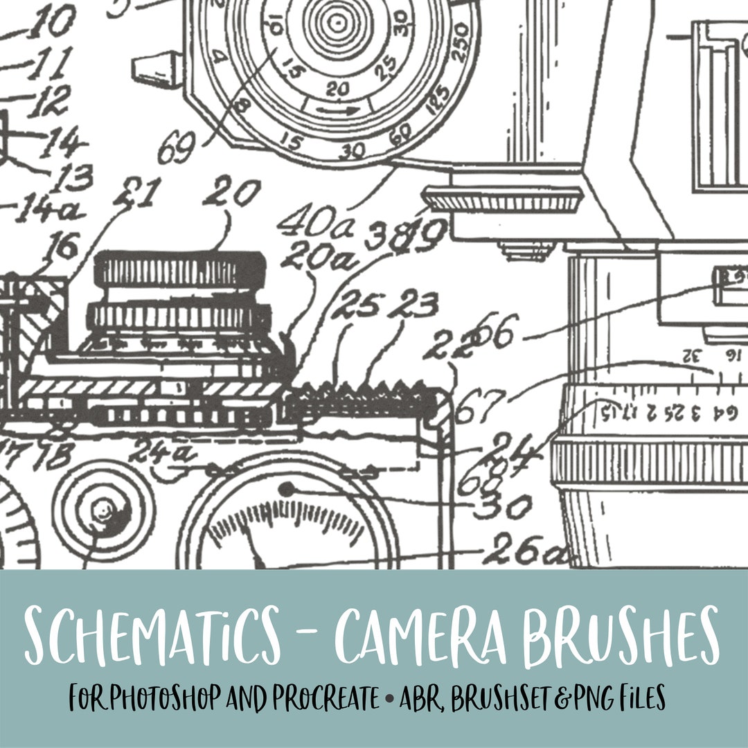Schematics: Cameras Brushes for Photoshop and Procreate With PNG Files ...